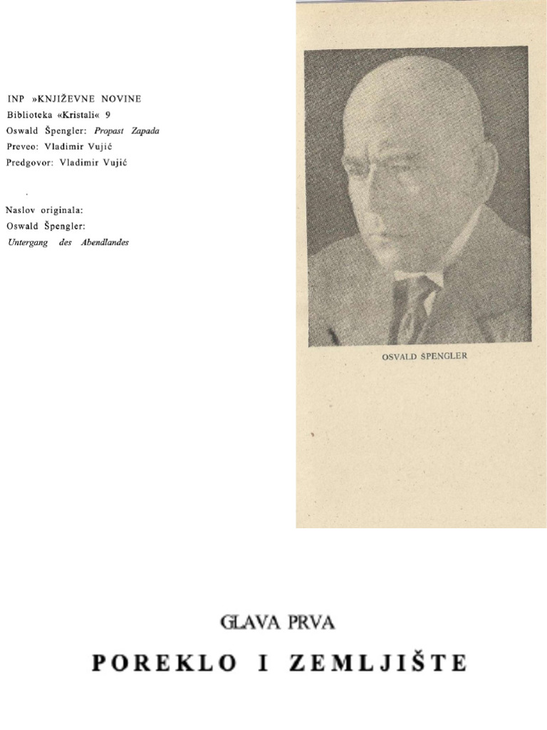 Oswald Spengler PROPAST ZAPADA III Gradovi I Narodi | PDF