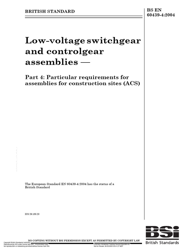 BS en 60439-4-2004 | PDF