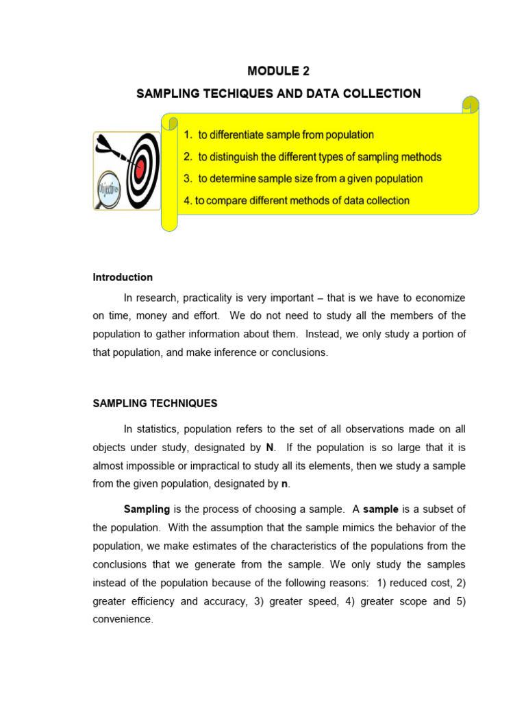 MODULE 2 - Sampling Techniques | PDF MODULE 2 - Sampling Techniques | PDF