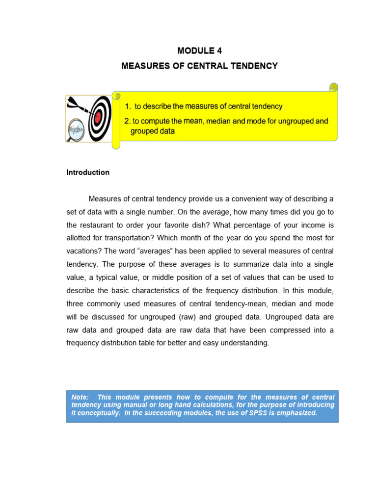 MODULE 4 - Measures of Central Tendency | PDF