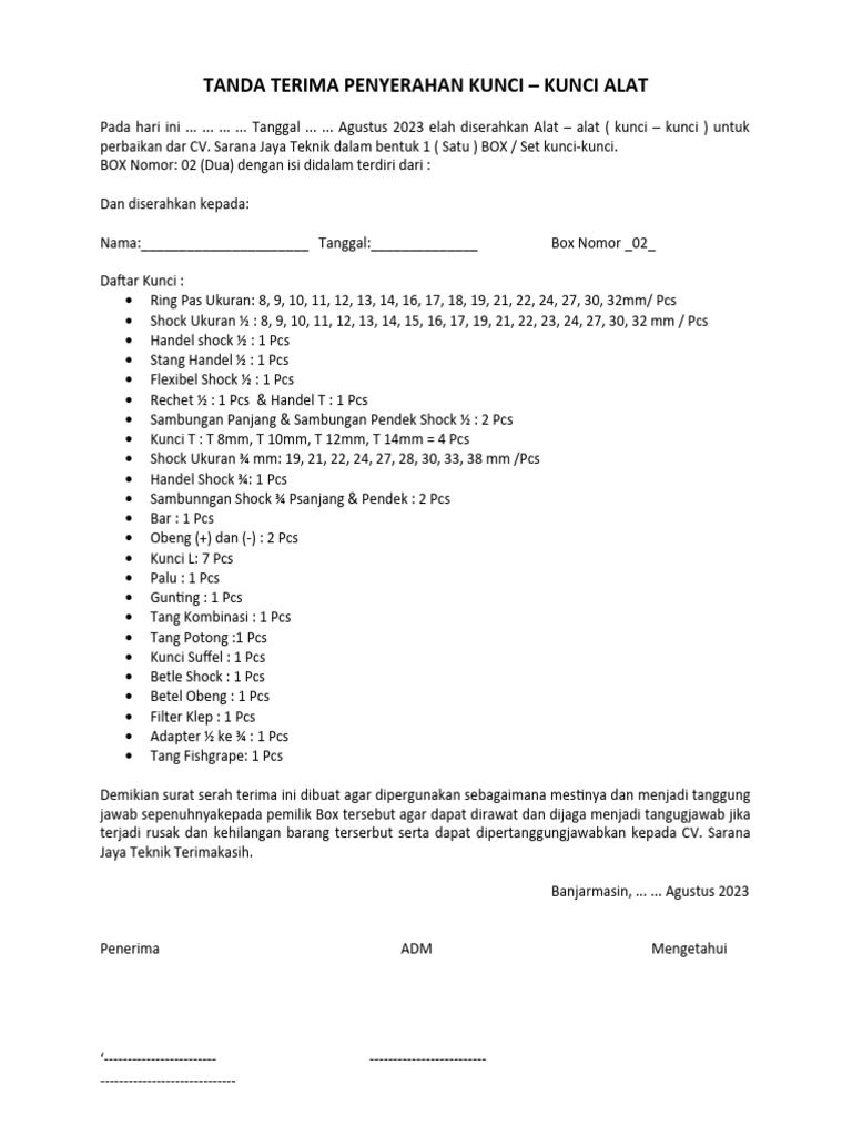 Serah Terima Kunci 03 | PDF