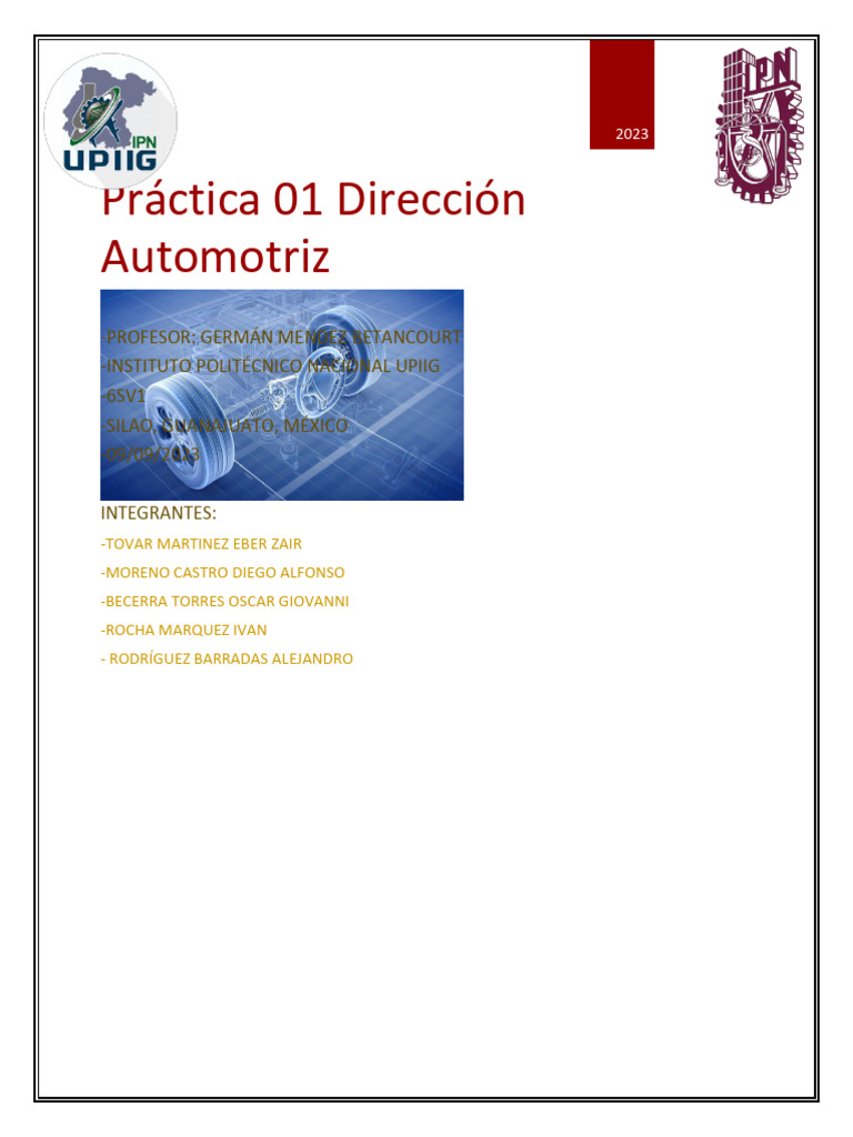 Practica 01 Dirección Automotriz | PDF