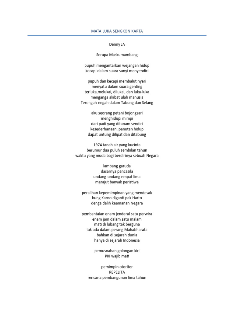 Mata Luka Sengkon Karta | PDF