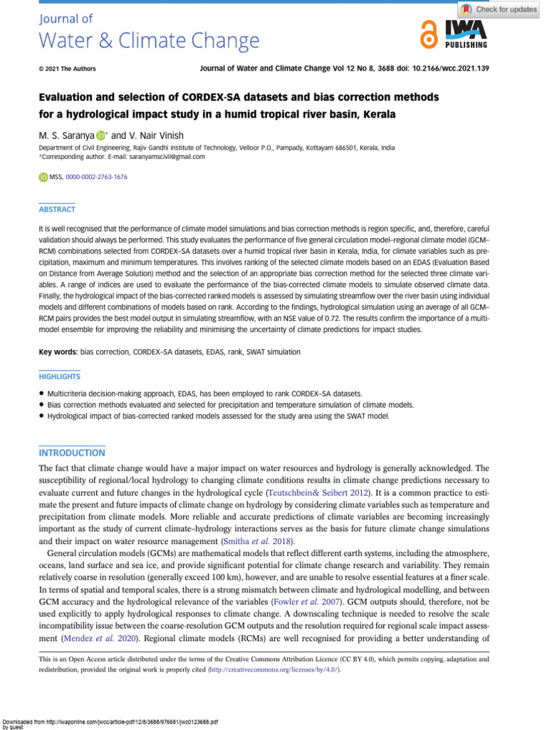 Evaluation And Selection Of Cordex Sa Datasets And Bias Correction Methods Pdf General