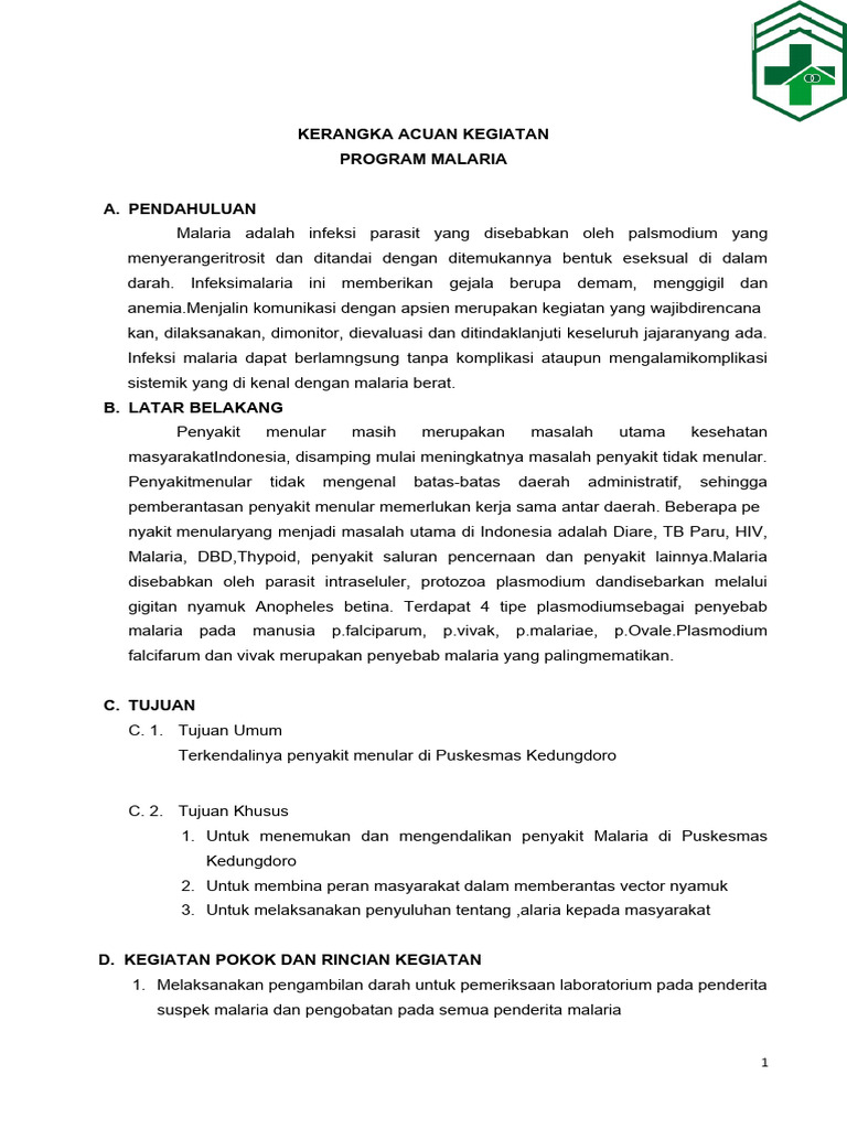 KAK Program Malaria | PDF | Pengembangan Diri | Sains & Matematika