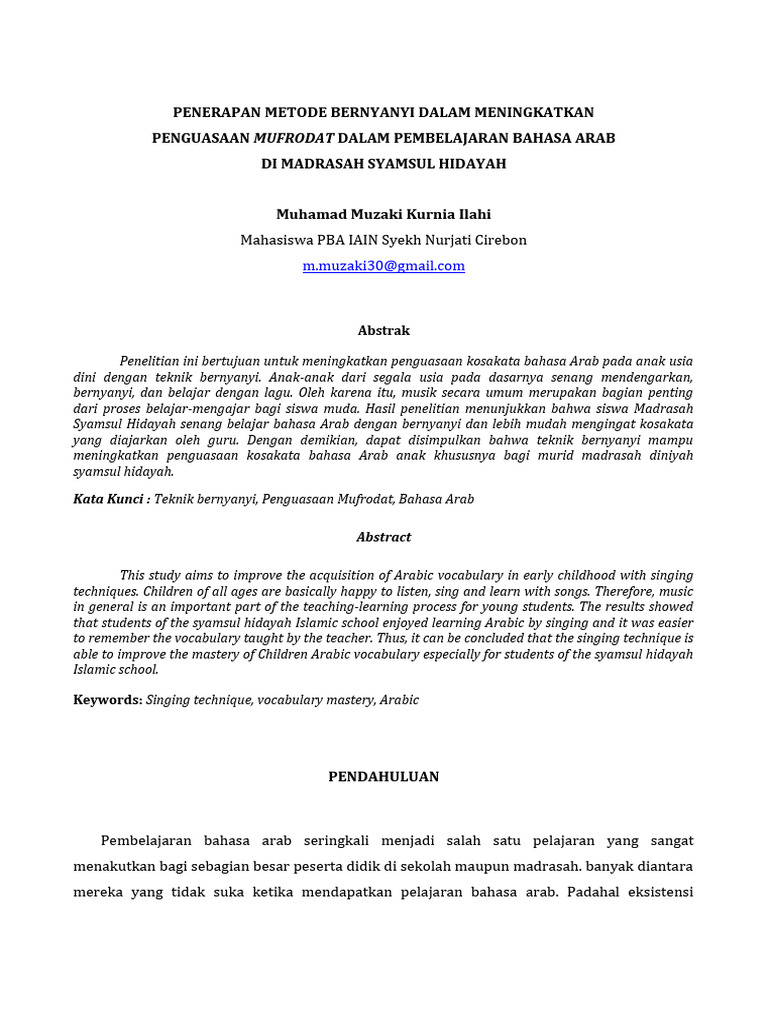 Tugas Akhir KKNDR - Artikel - Muzaki | PDF | Seni & Disiplin Bahasa | Kesehatan Holistik