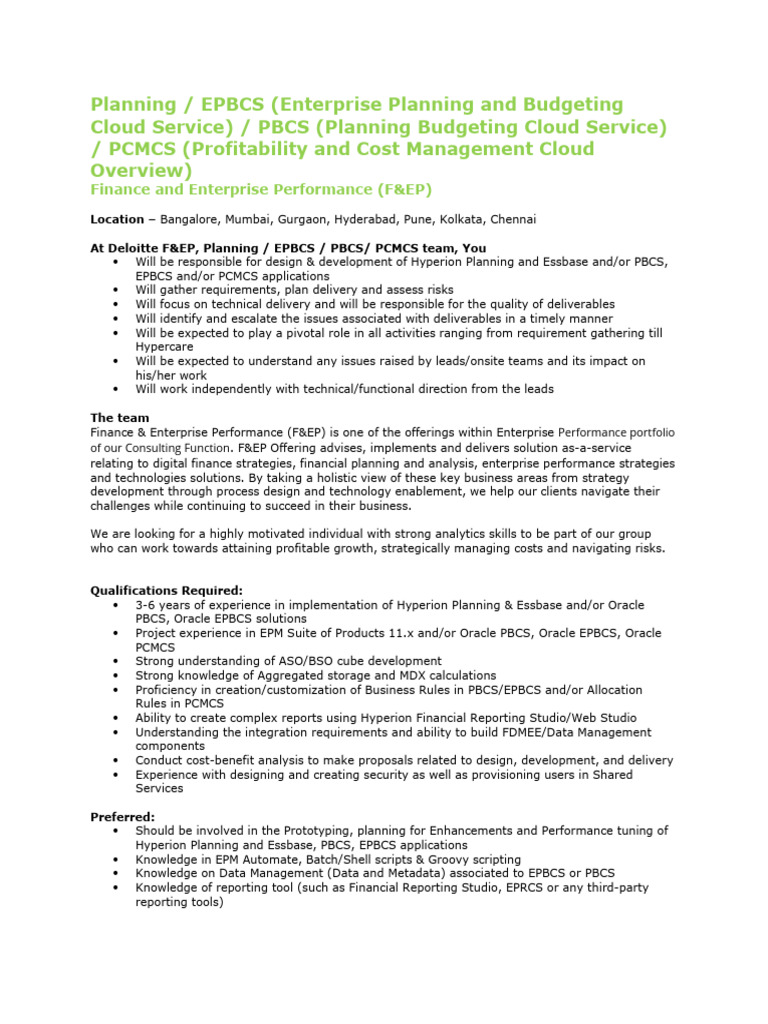 FEP Planning EPBCS | PDF | Information Technology | Economies