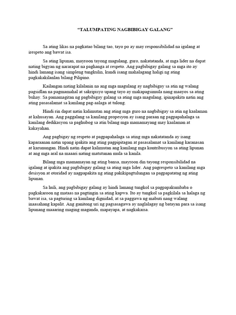 Talumpating Nagbibigay Galang | PDF