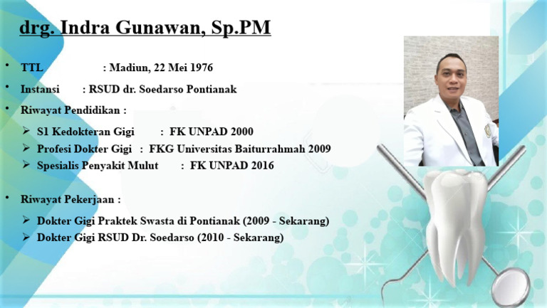 CV Drg. Indra Gunawan, SP - PM | PDF