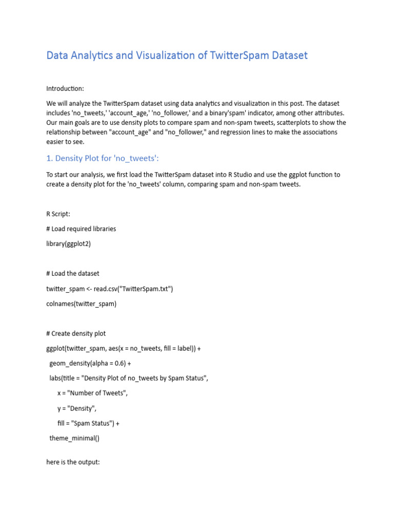 Data Analytics and Visualization of TwitterSpam Dataset | PDF | Data ...
