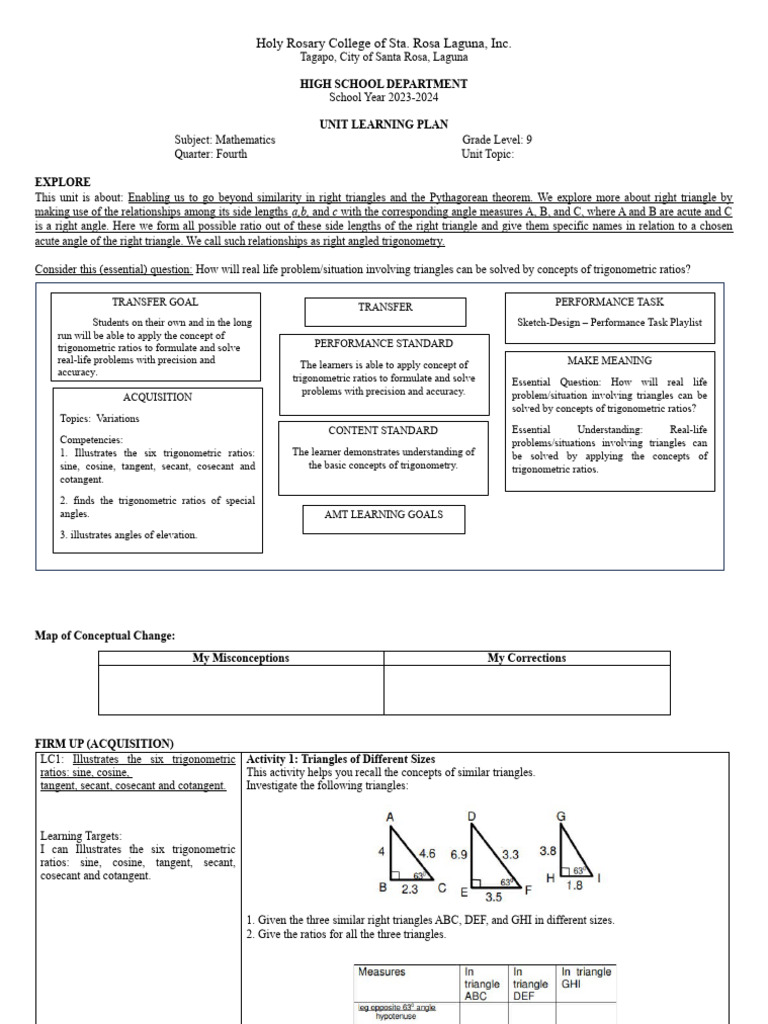 Trigonometric Ratios in Right Triangles | PDF