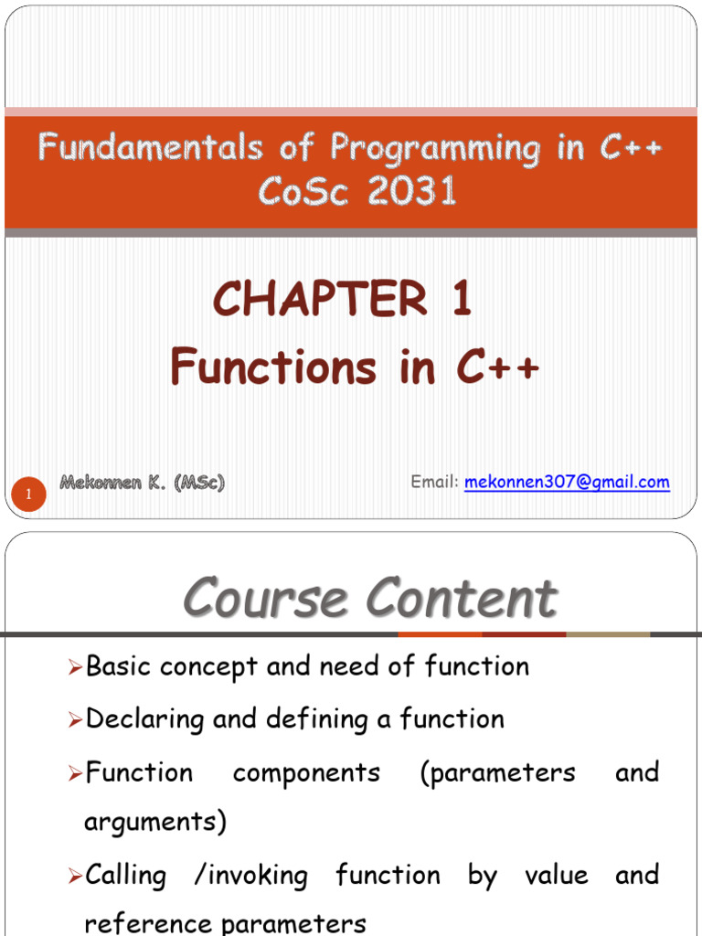 Chapter 1 Functions In C Pdf Parameter Computer Programming Computer Programming 0692