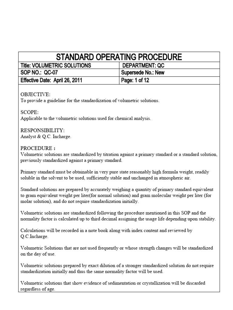 Sop QC VS | PDF | Chemistry | Titration