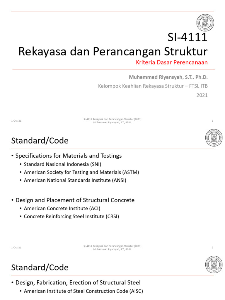 SI-4111 - M03 (2021) - Kriteria Dasar Perencanaan (Updated) | PDF | Structural Steel | Building ...