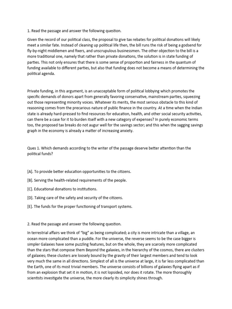 Reading Multiple Questions Answers. | PDF | Universe | Galaxy