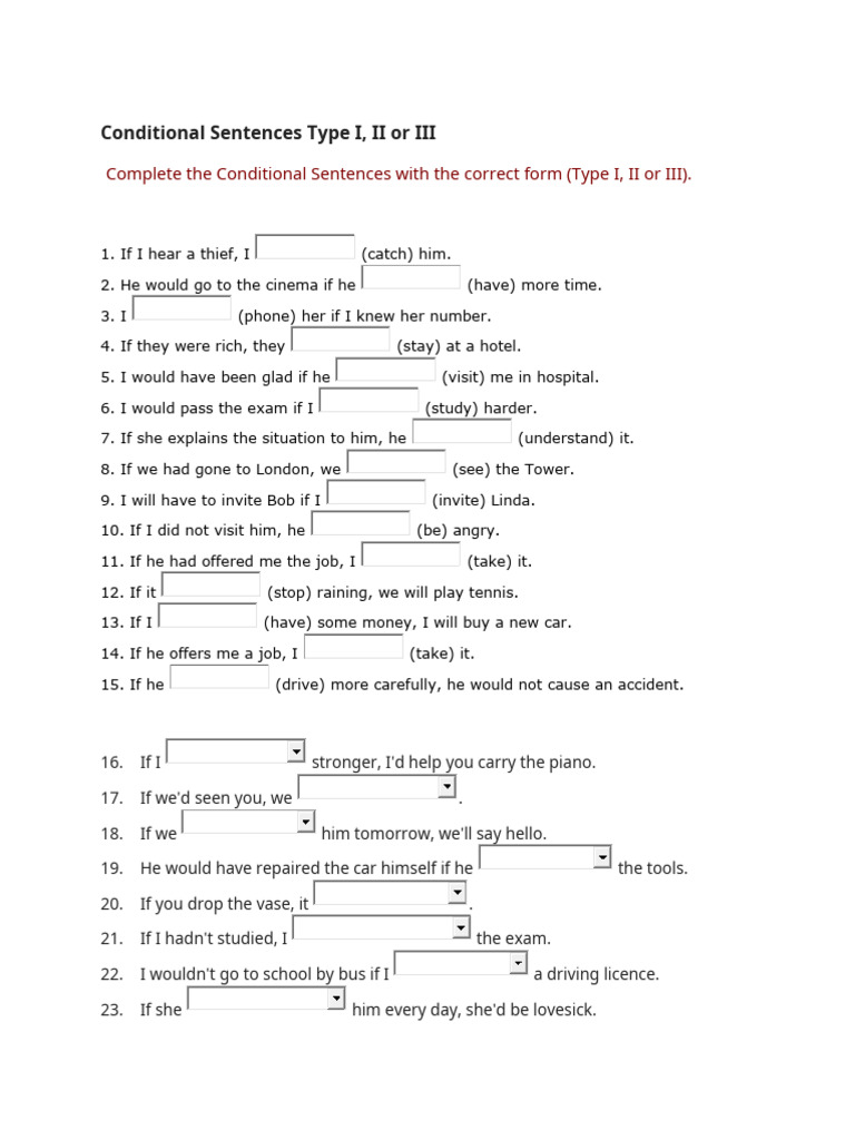 Conditional Sentences Type 1 2 3 | PDF