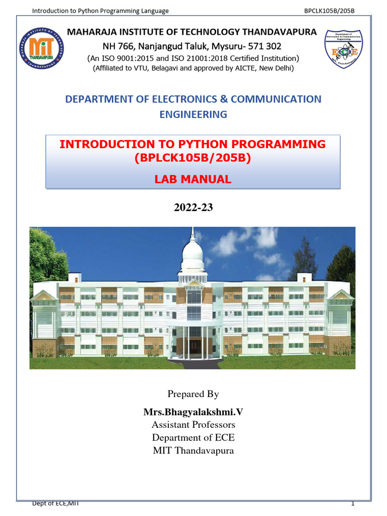 Lab Manual Python - Laboratory - 2022-23 | PDF | Python (Programming Language) | Control Flow