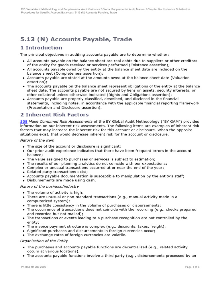 Auditing Accounts Payable Procedures | PDF