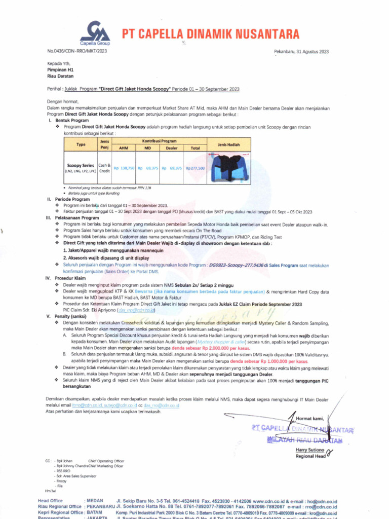 0436 Juklak DG Jaket Scoopy 01-30 Sept 2023 | PDF