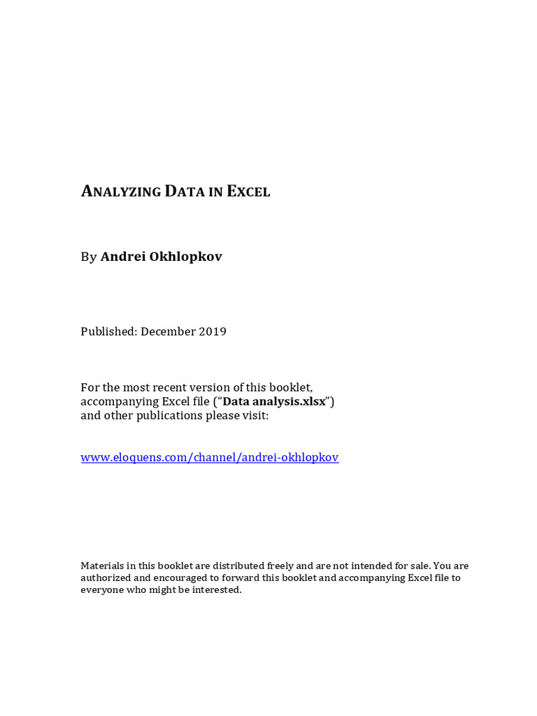 Data Analysis | Download Free PDF | Microsoft Excel | Data Analysis Data Analysis | Download Free PDF | Microsoft Excel | Data Analysis