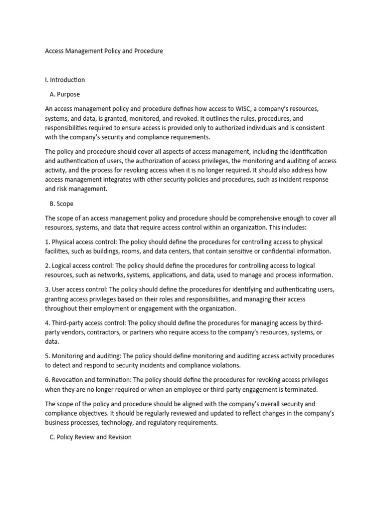 Access Management Policy and Procedure | PDF | Password | Information ...