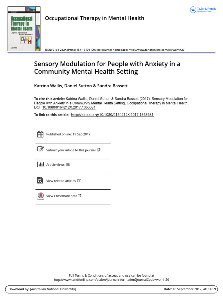 (2017) Sensory Modulation For People With Anxiety | PDF