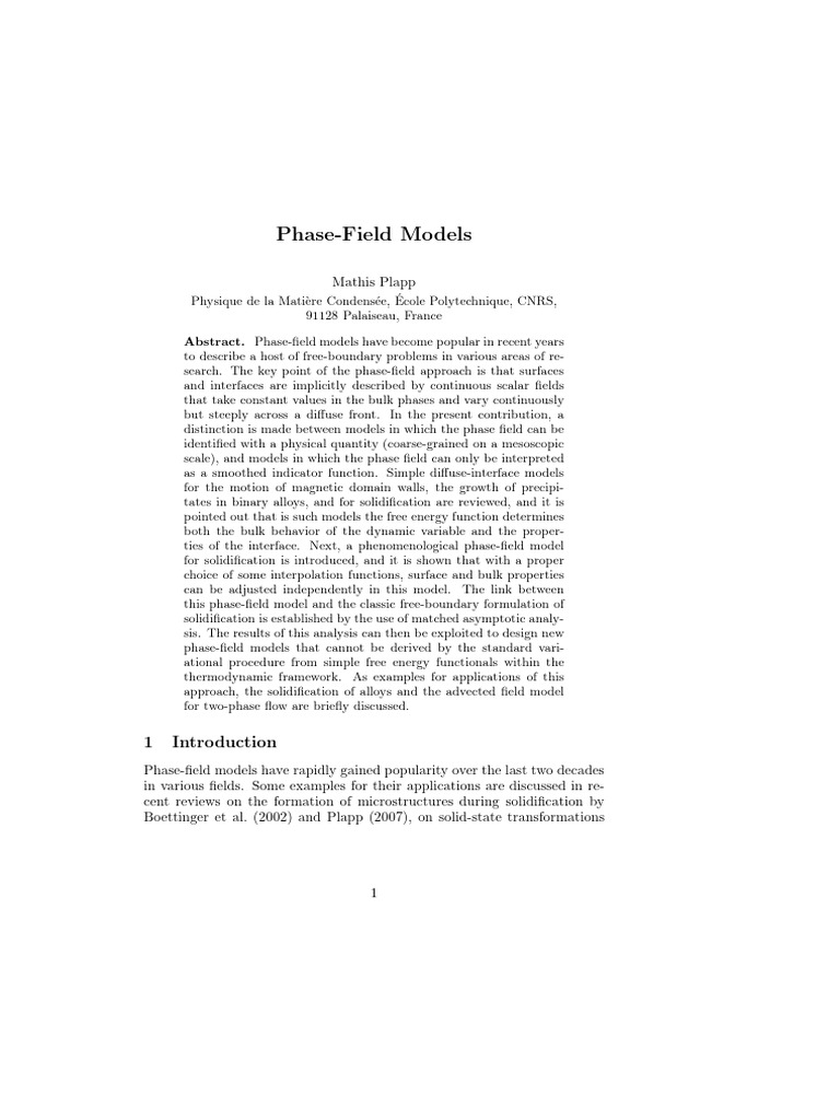Phase-Field Models | PDF