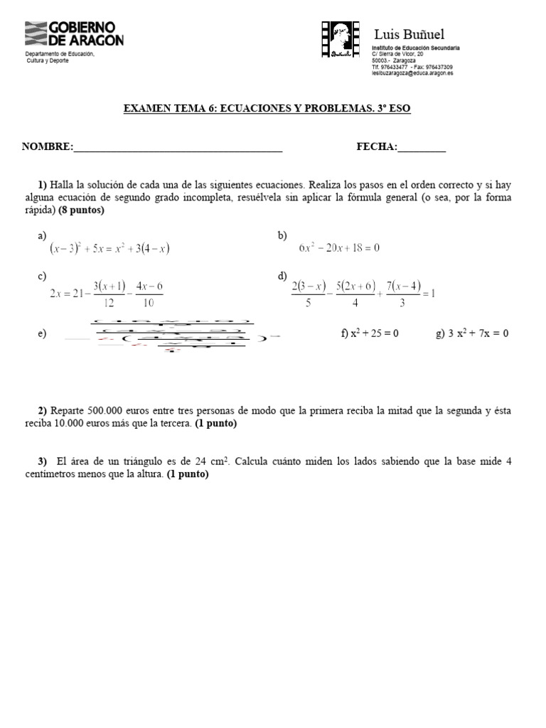 Ex Tema 6 Ecuaciones y Problemas | PDF | Métodos y materiales de enseñanza