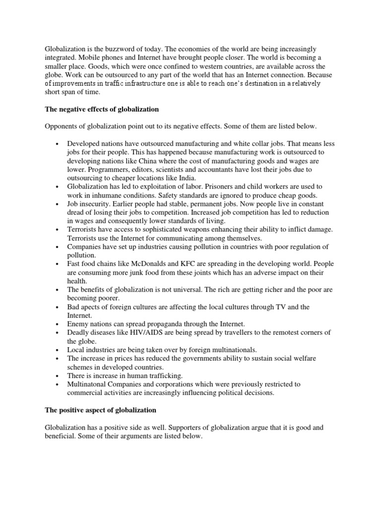 Globalization Pdf Globalization Outsourcing