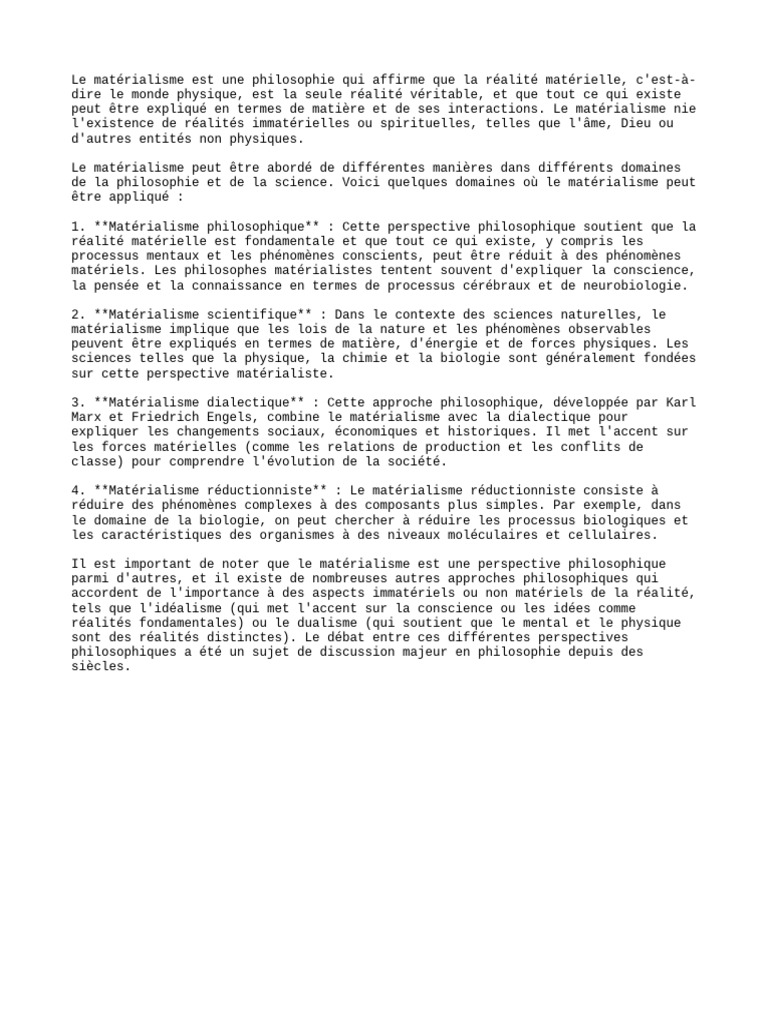 Le Matérialisme Est Une Philosophie - Copie | PDF
