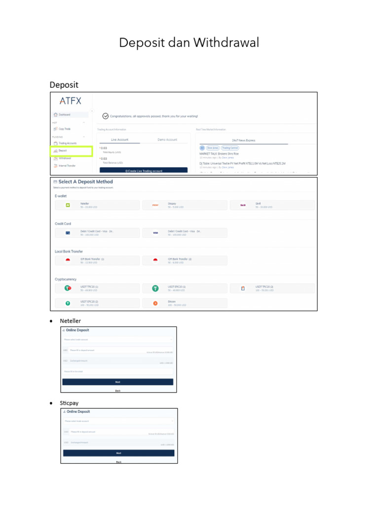 Tutorial Deposit - Withdrawal | PDF