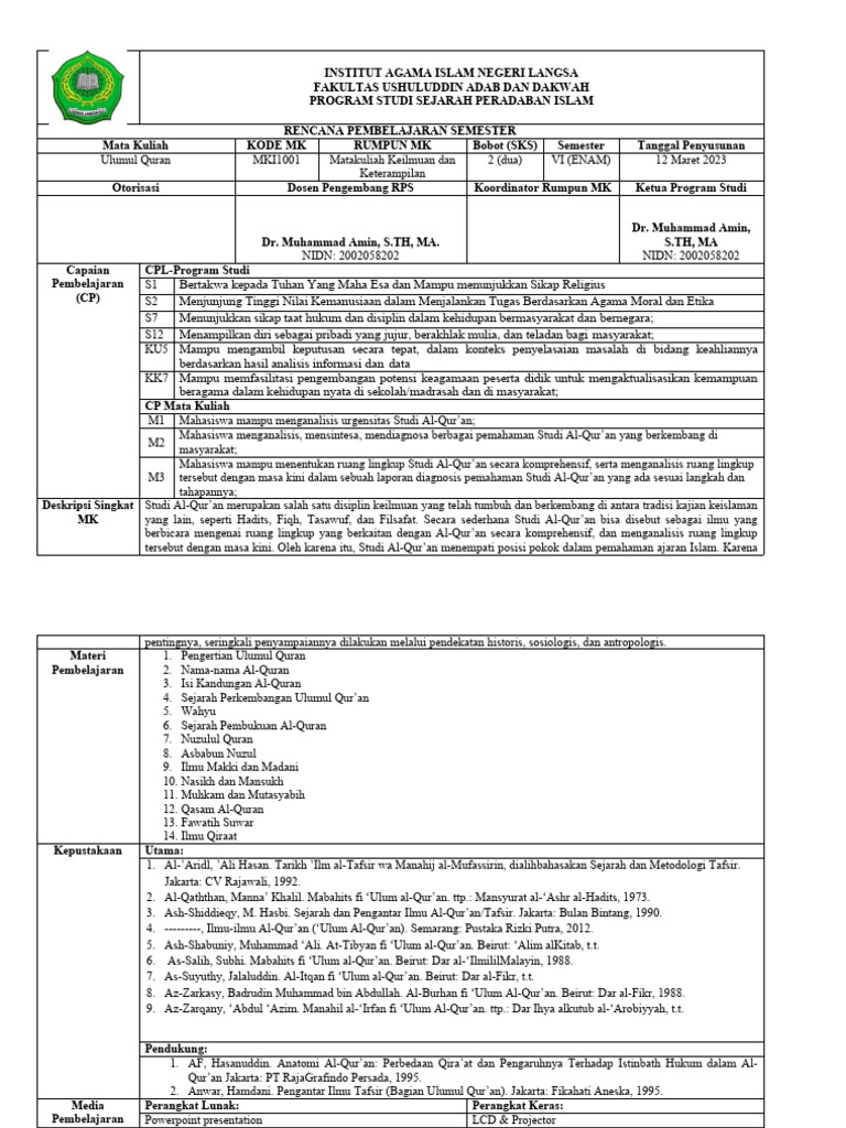 RPS Ulumul Quran | PDF