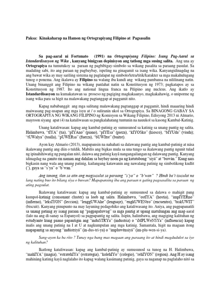 Aralin 1 (Ortograpiya) | PDF