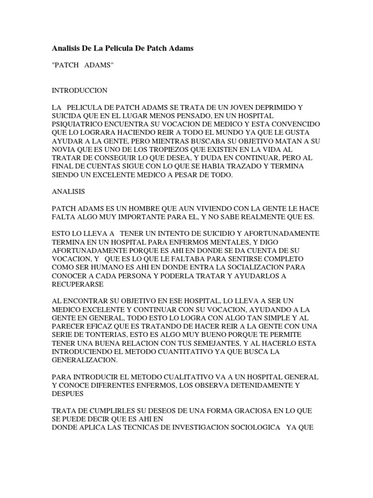 Analisis de La Pelicula de Patch Adams | PDF