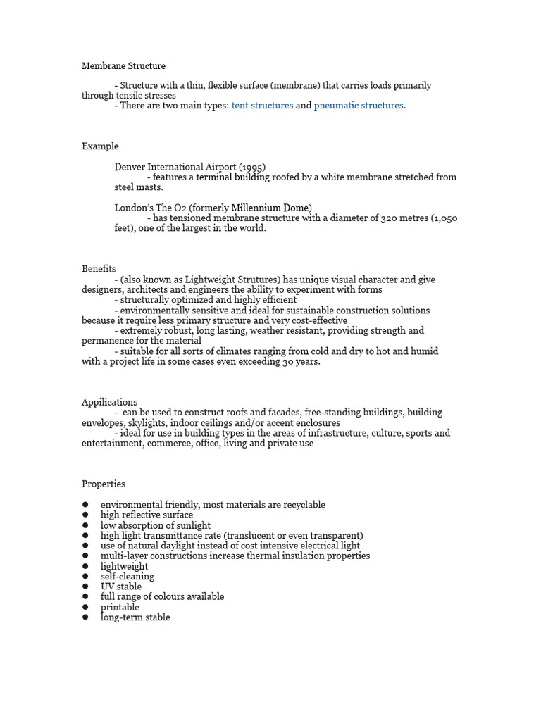 Membrane Structure | PDF | Applied And Interdisciplinary Physics | Civil Engineering