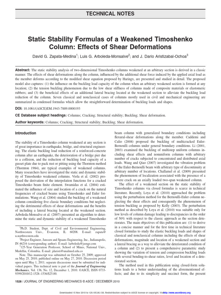 Static Stability Formulas of A Weakened | PDF