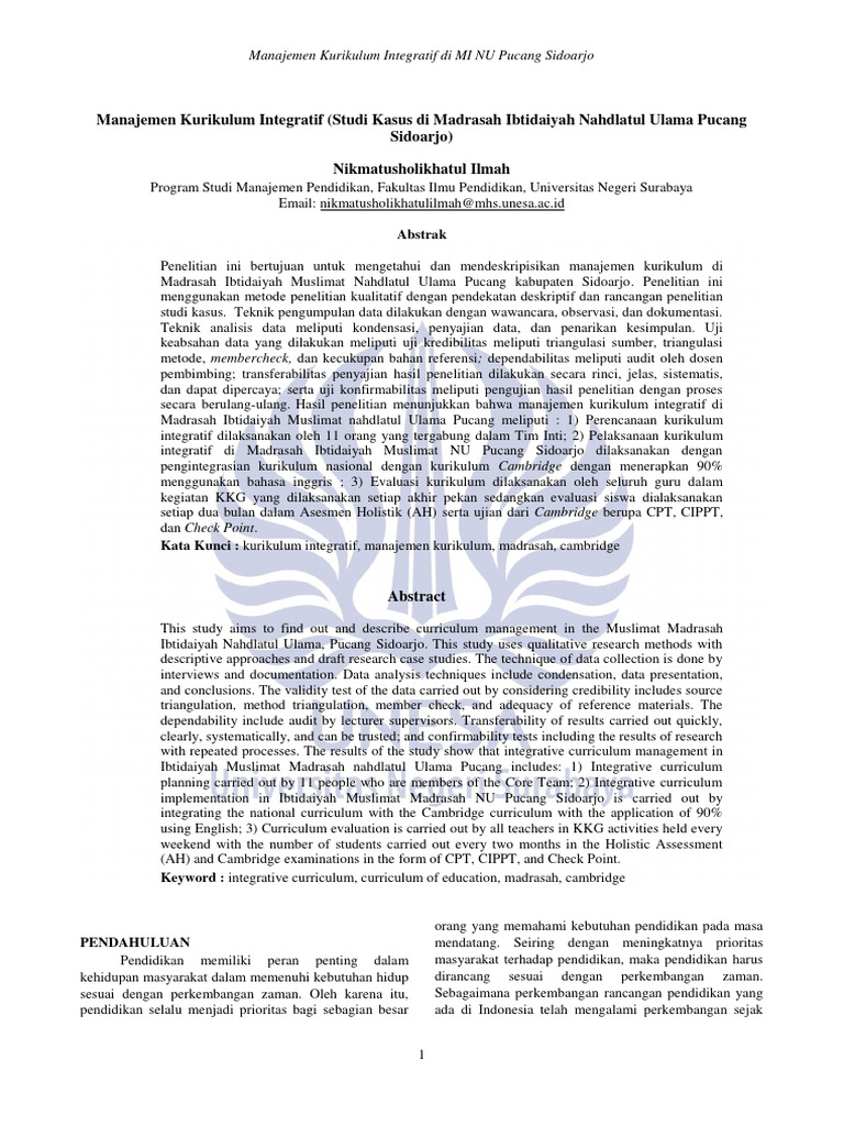 Manajemen Kurikulum Integratif | PDF