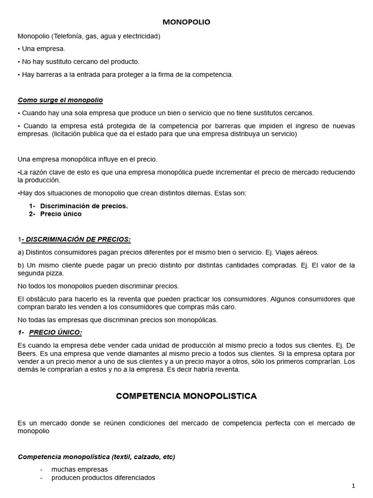 Monopolio | PDF | Monopolio | Mercado (economía)