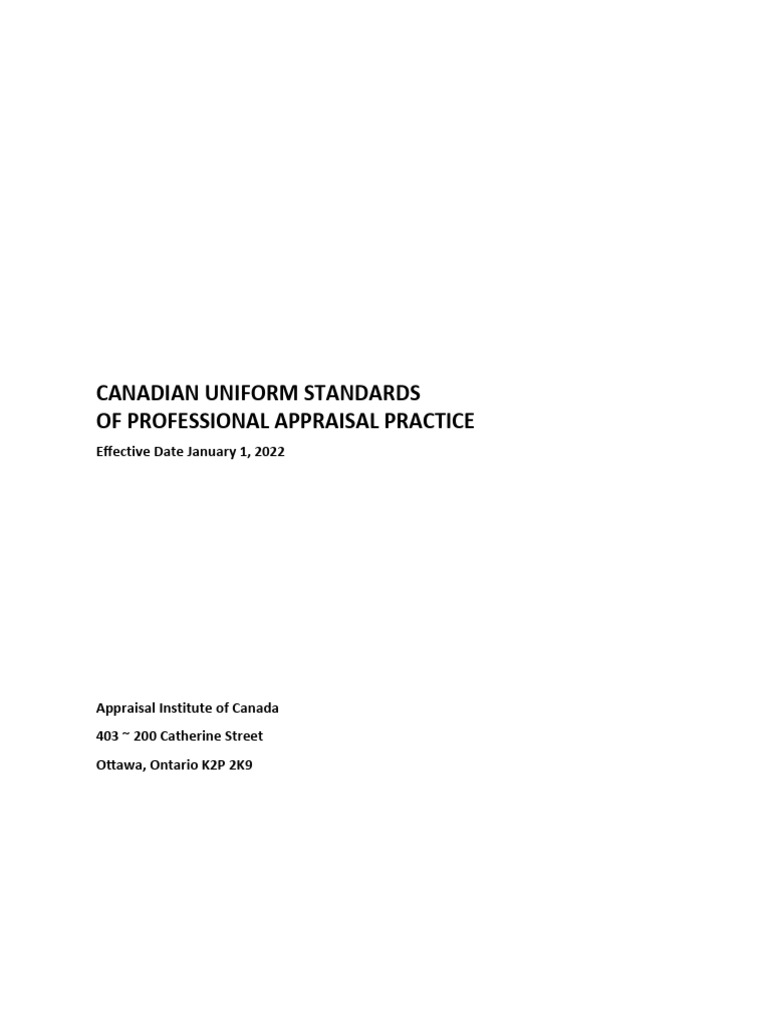 CUSPAP-2022 (Canada Appraisal Institute) | PDF | Real Estate Appraisal ...