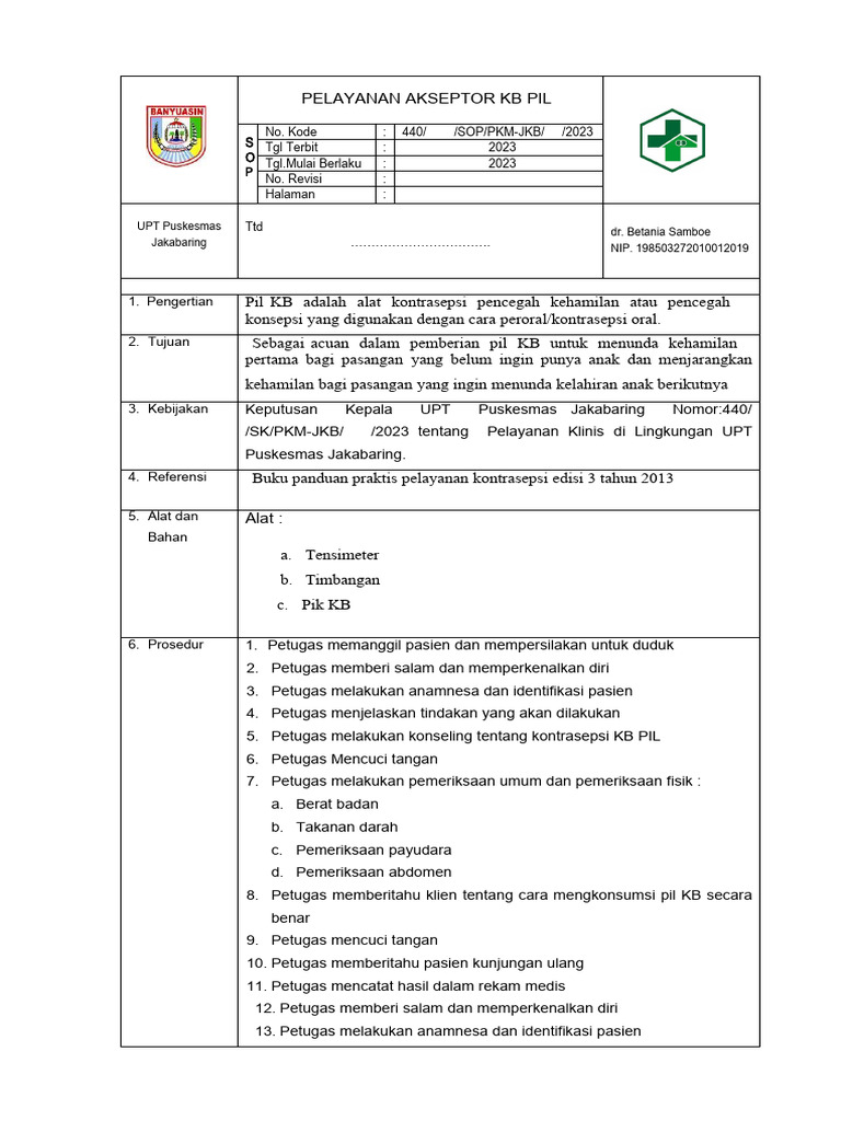 SOP KB Pil Fix | PDF