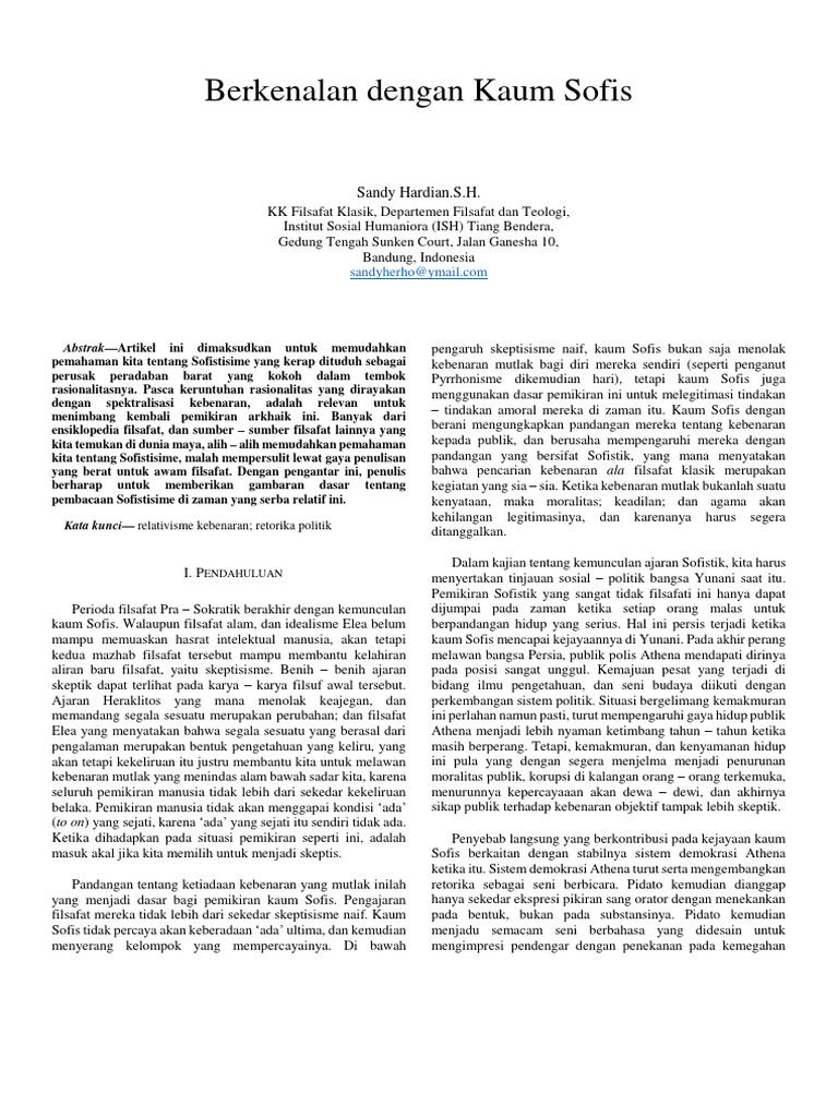 Berkenalan Dengan Kaum Sofis | PDF | Ilmu Sosial