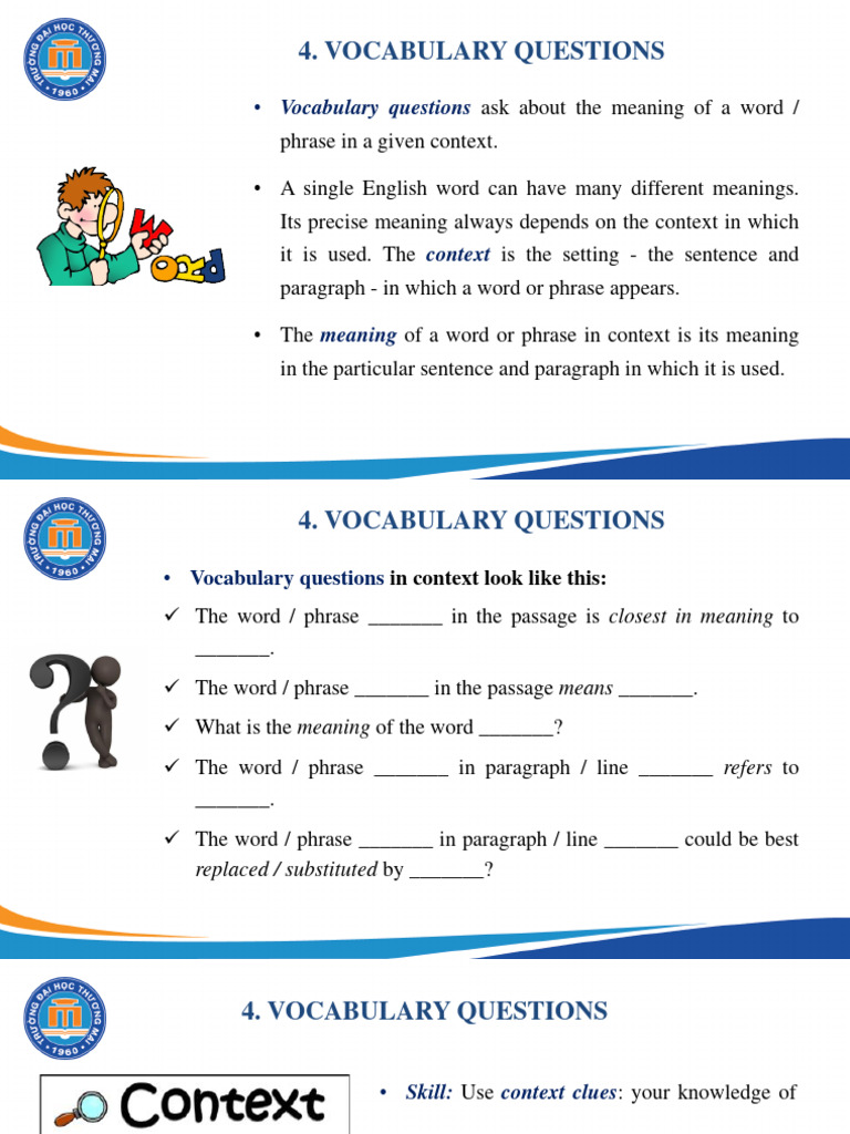 Vocabulary Questions and Context Clues | PDF | Word | English Language