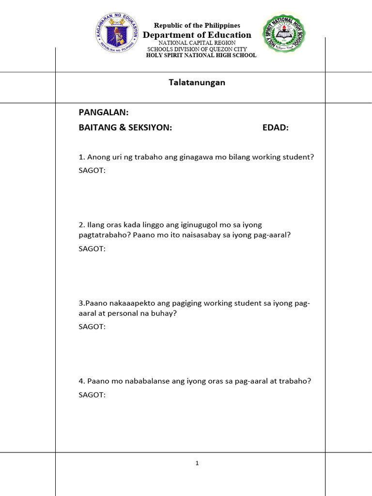 Talatanungan Pagbasa G3 | PDF