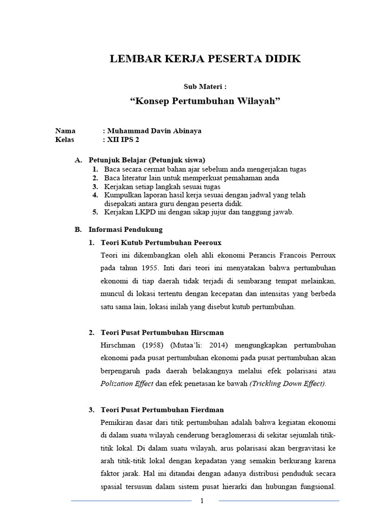 XII IPS 2 Davin LKPD KONSEP WILAYAH DAN TATA RUANG | PDF XII IPS 2 Davin LKPD KONSEP WILAYAH DAN TATA RUANG | PDF