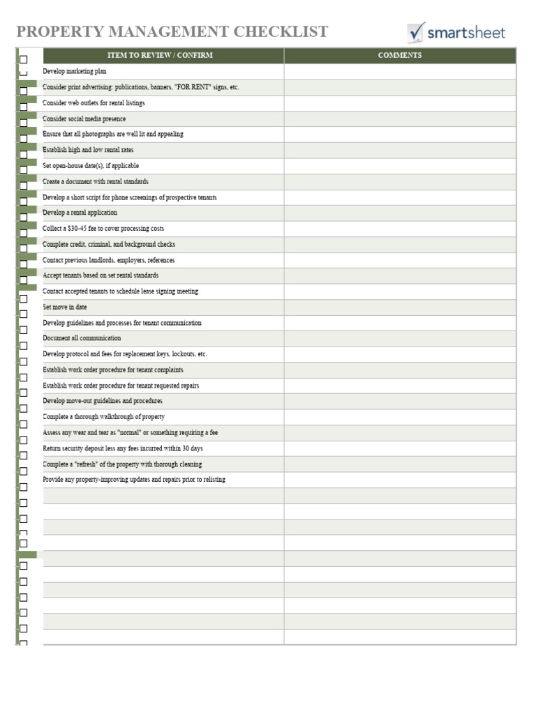 IC Property Management Checklist Template | PDF