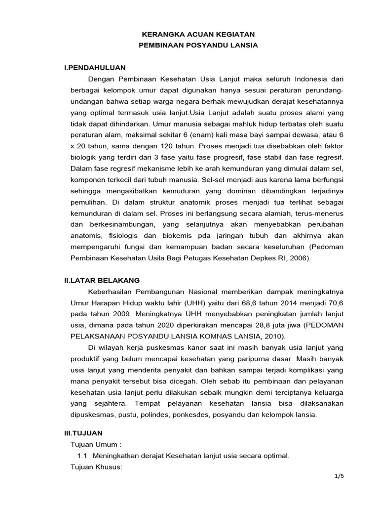 Kak Pembinaan Posyandu Lansia 2023 | PDF