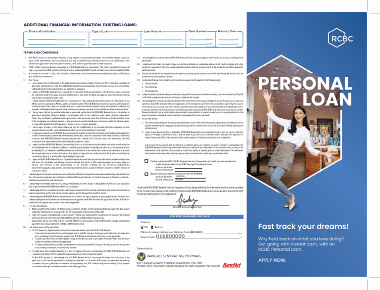 RCBC App Form Front Editable | PDF | Finance & Money Management | Law