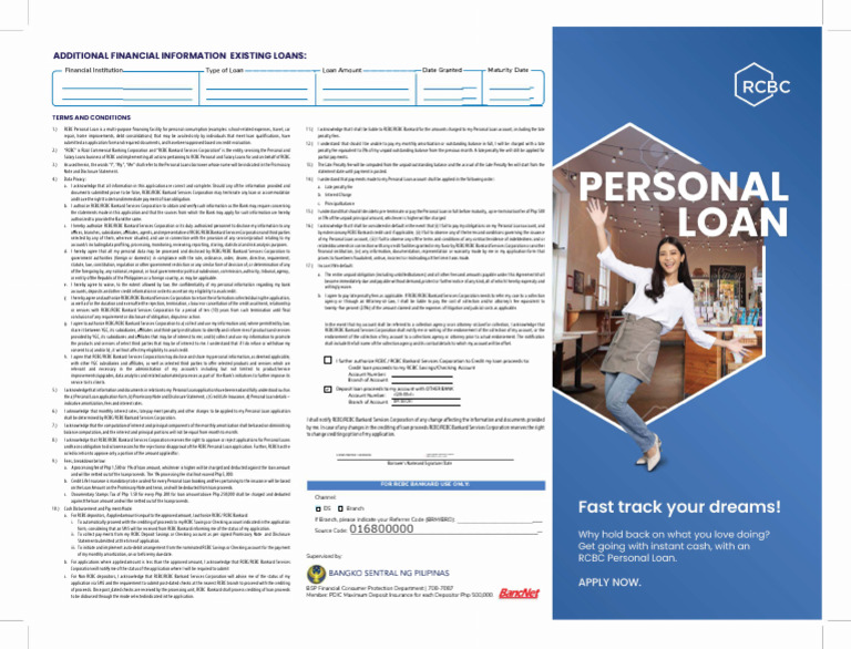 RCBC App Form Front Editable | PDF | Law