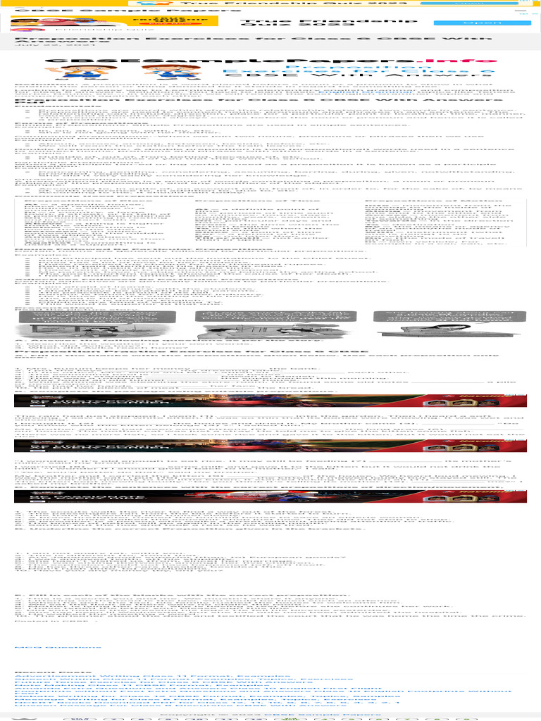 Preposition Exercises For Class 6 CBSE With Answers - CBSE Sample ...