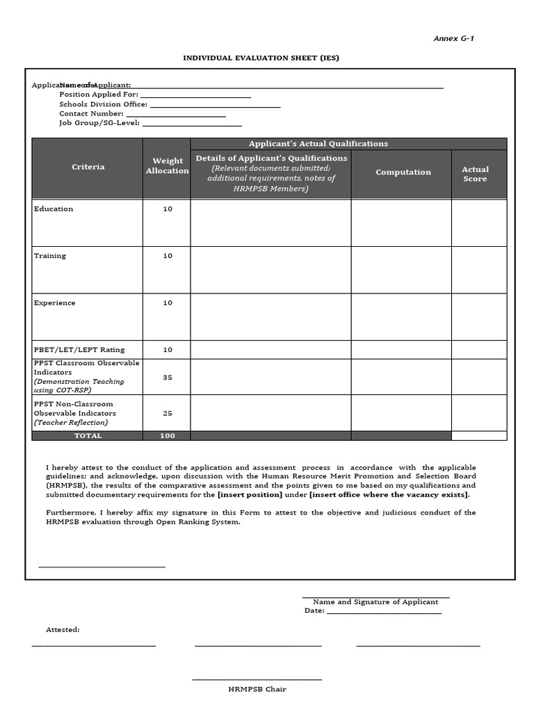Annex G1 | PDF | Career & Growth | Business